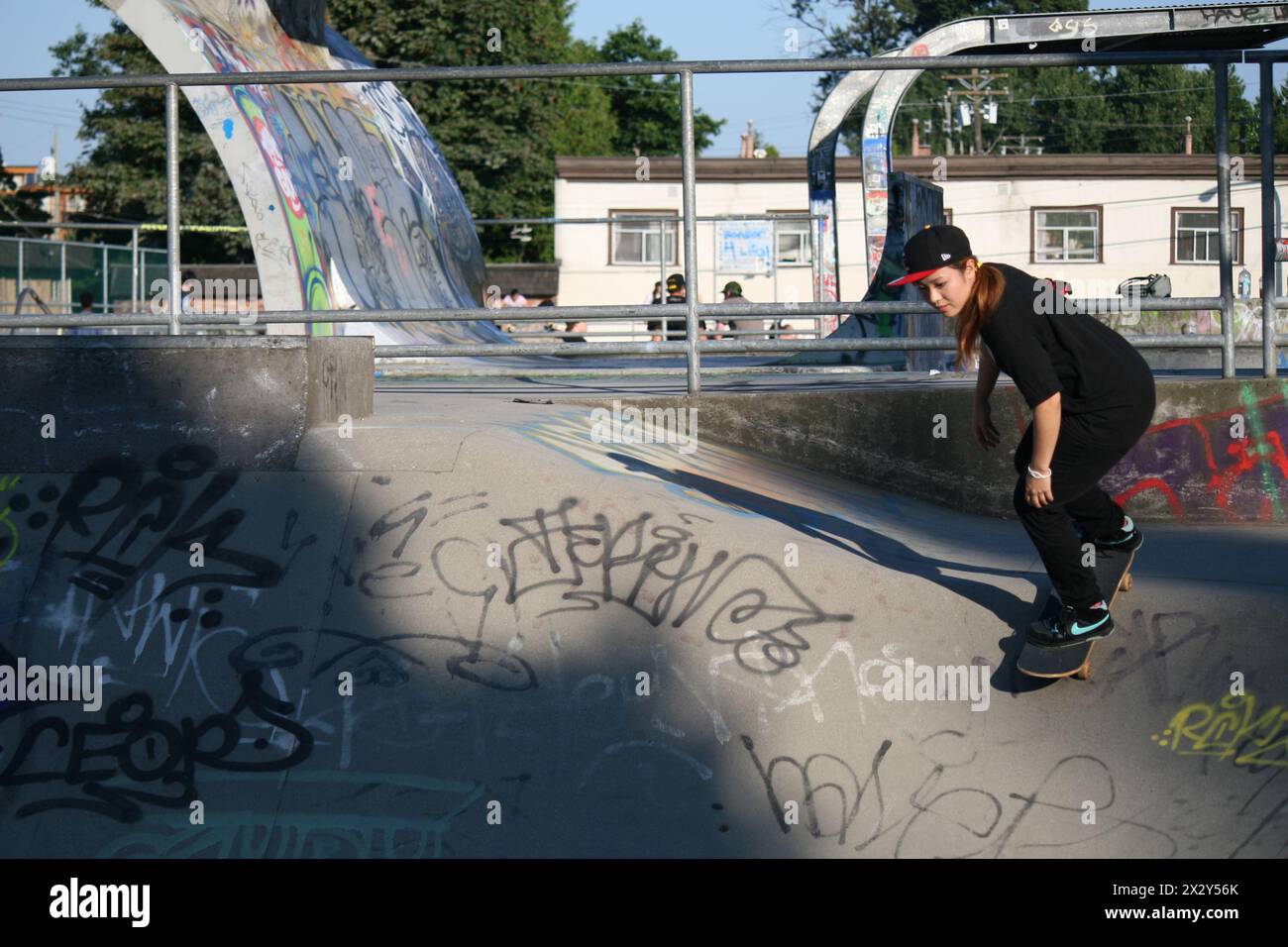 Skateboarding skills on display at the Bonsor Skateboarding Park in ...