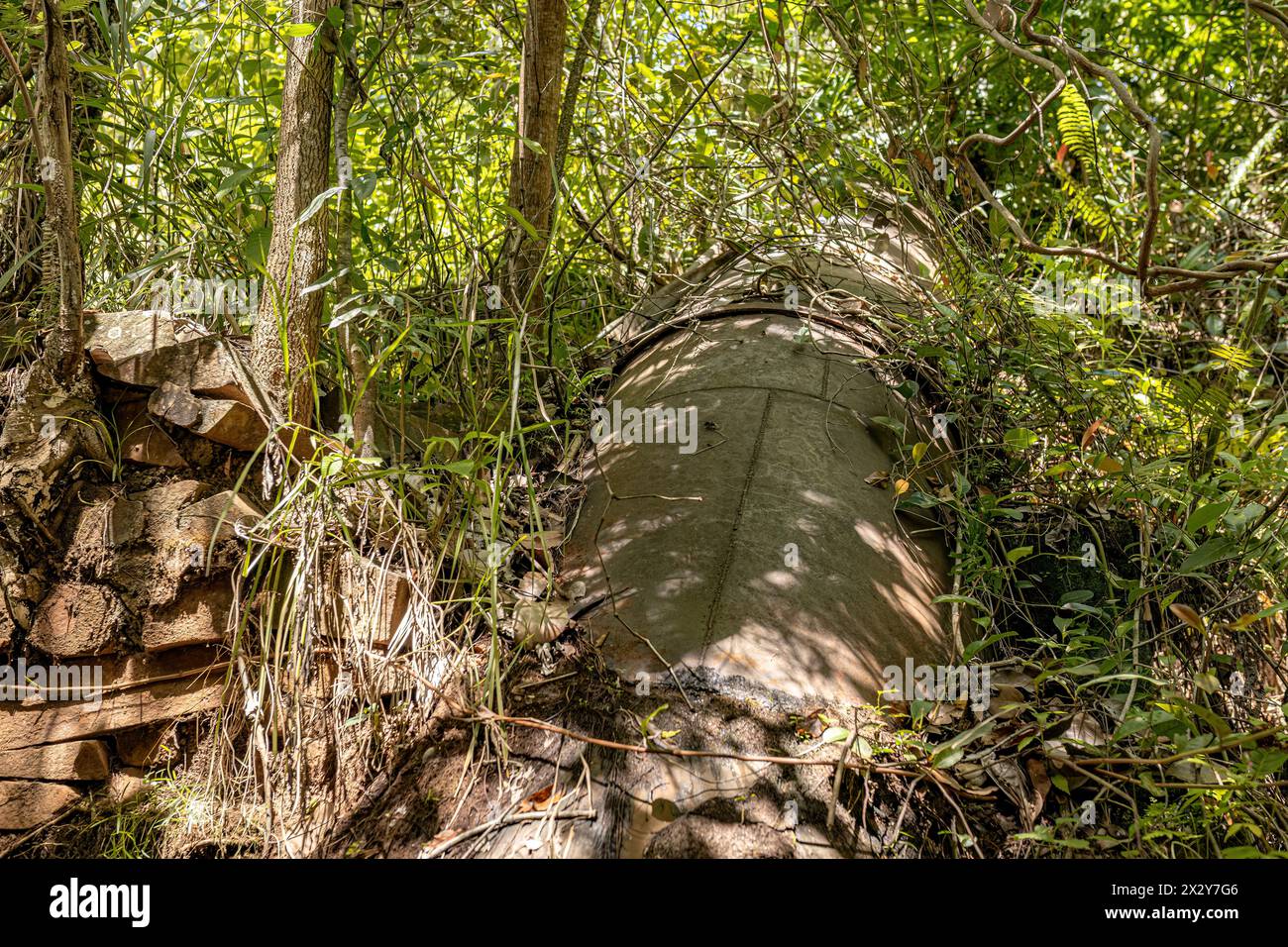 Old water pipe from a hydroelectric plant in the middle of nature Stock ...