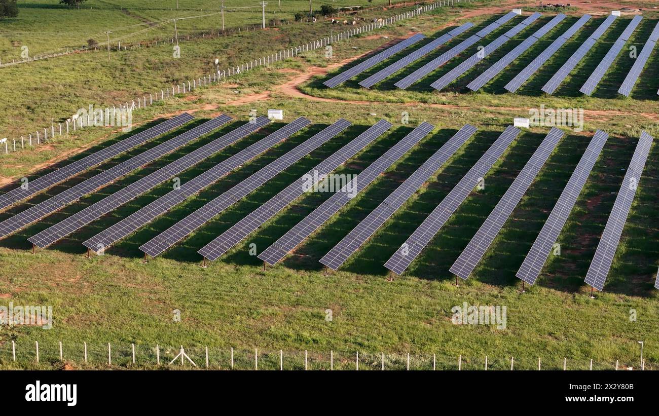 aerial image of solar energy plant in rural area Stock Photo - Alamy