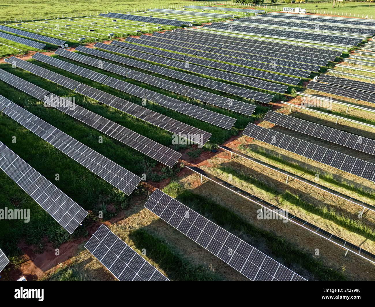 aerial image of solar energy plant in rural area Stock Photo - Alamy
