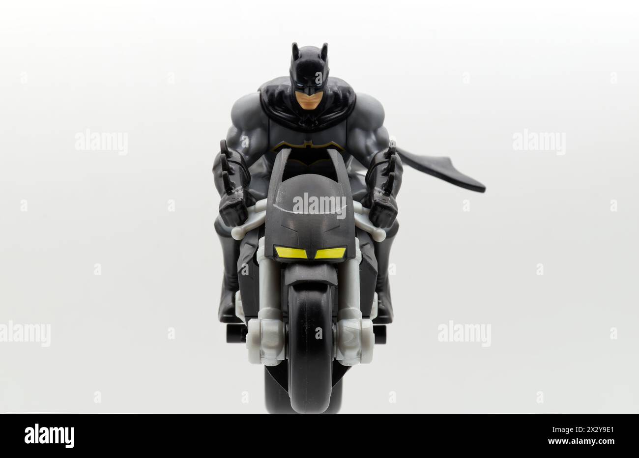 Batman Batcycle isolated on white background. Batcycle model by Kinder ...