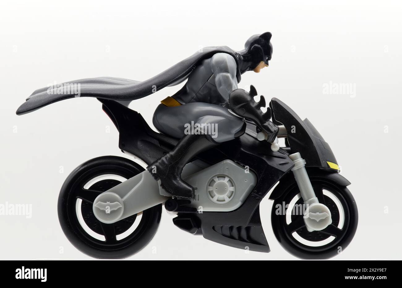 Batman Batcycle isolated on white background. Batcycle model by Kinder ...