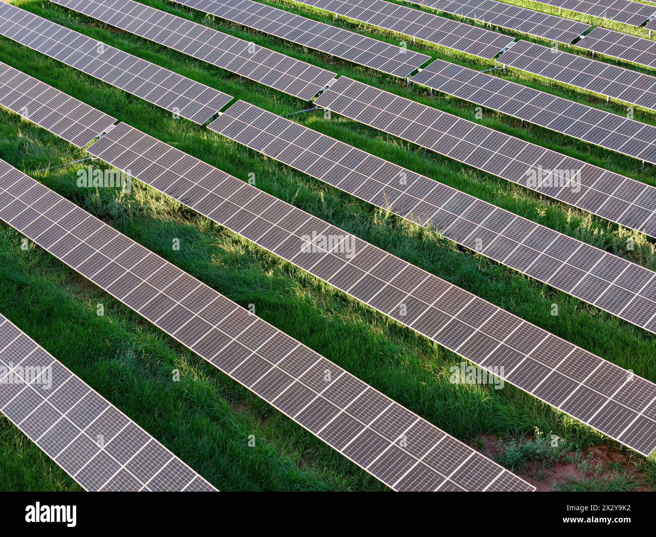 aerial image of solar energy plant in rural area Stock Photo - Alamy