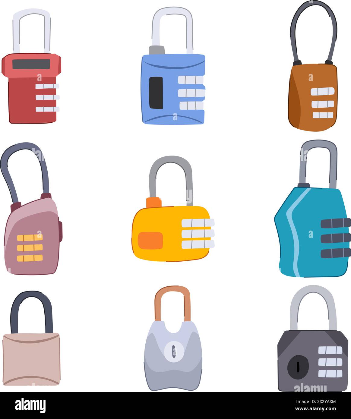 travel lock set cartoon vector illustration Stock Vector Image & Art ...