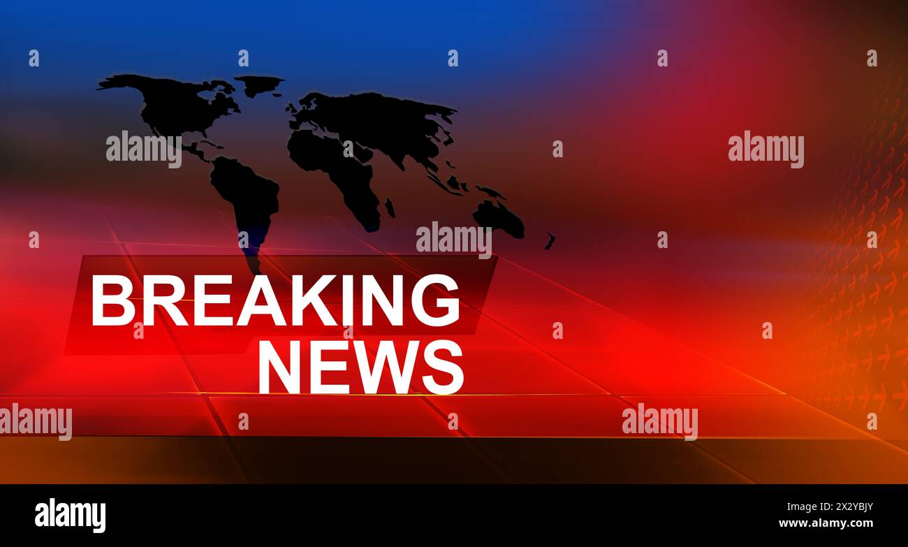 Breaking news background with world map and text - 3d illustration ...