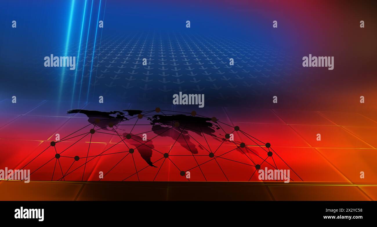 Graphical background with connection points and arrows, communication ...