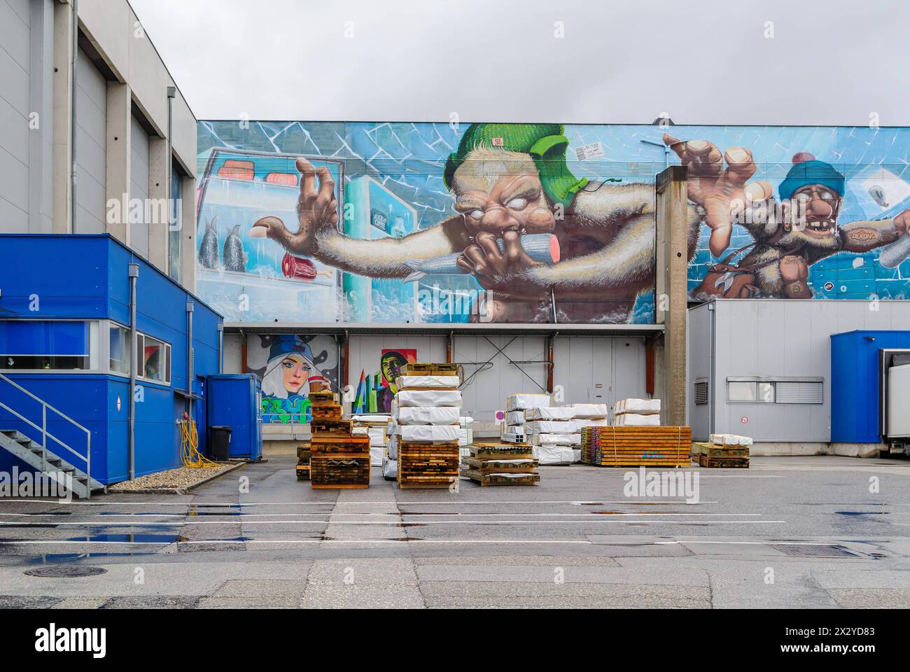 linz, austria, 20 april 2024, graffities in the harbour *** linz ...
