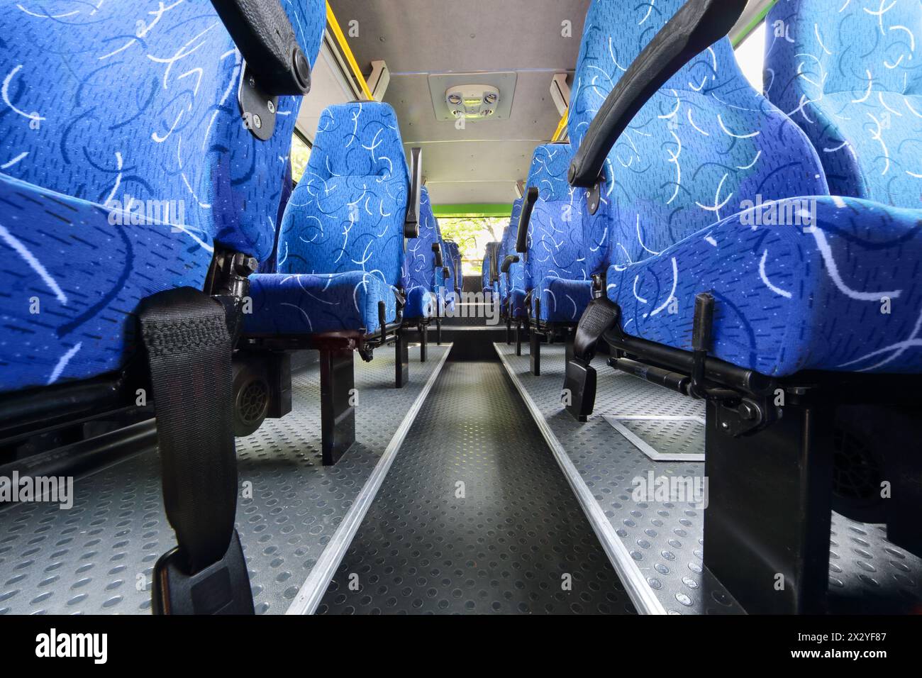 MOSCOW - MAY 15: Seats in saloon of empty city bus at Electrotrance ...