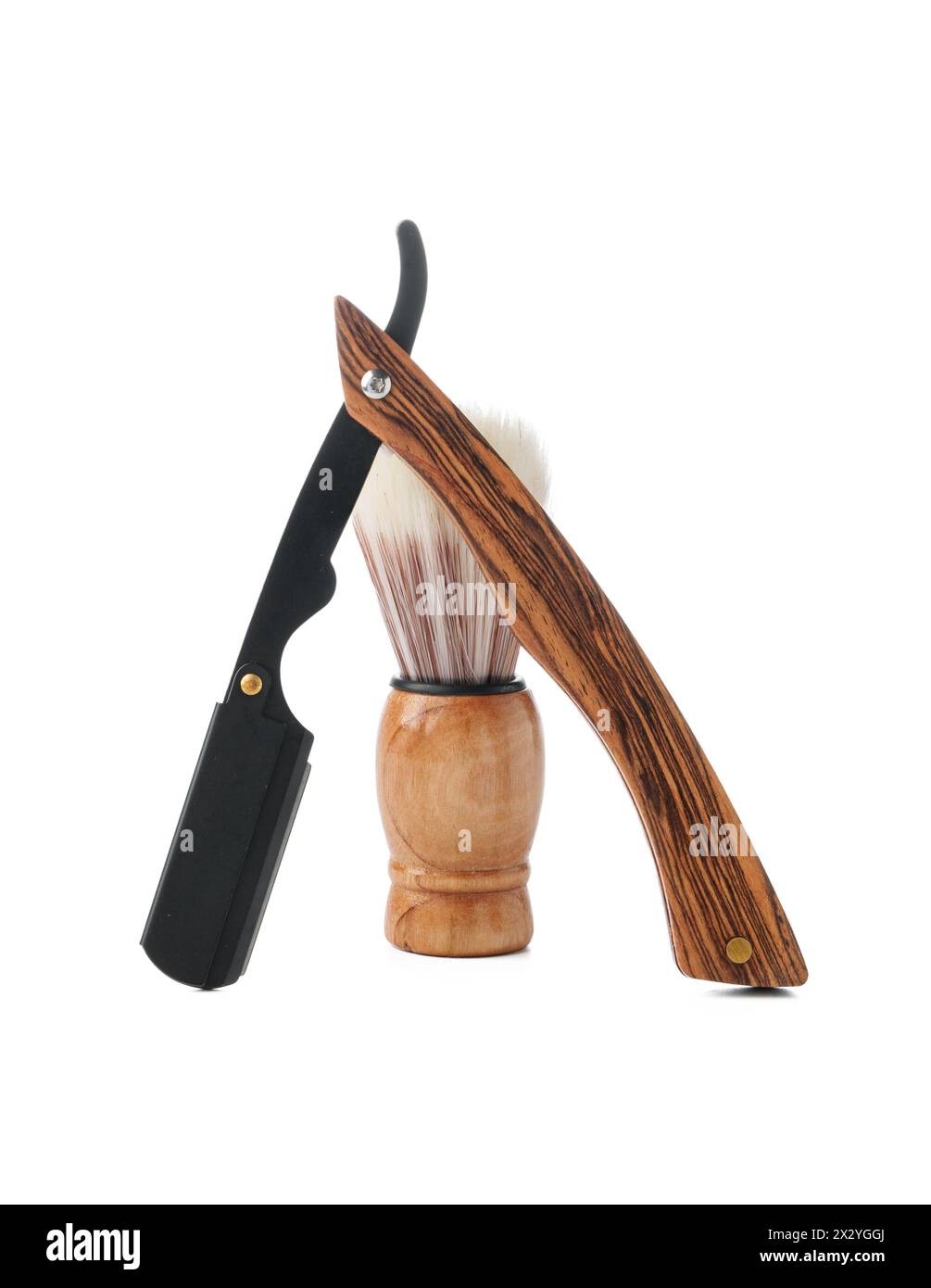 Vintage shaving razor and tools isolated on white Stock Photo - Alamy