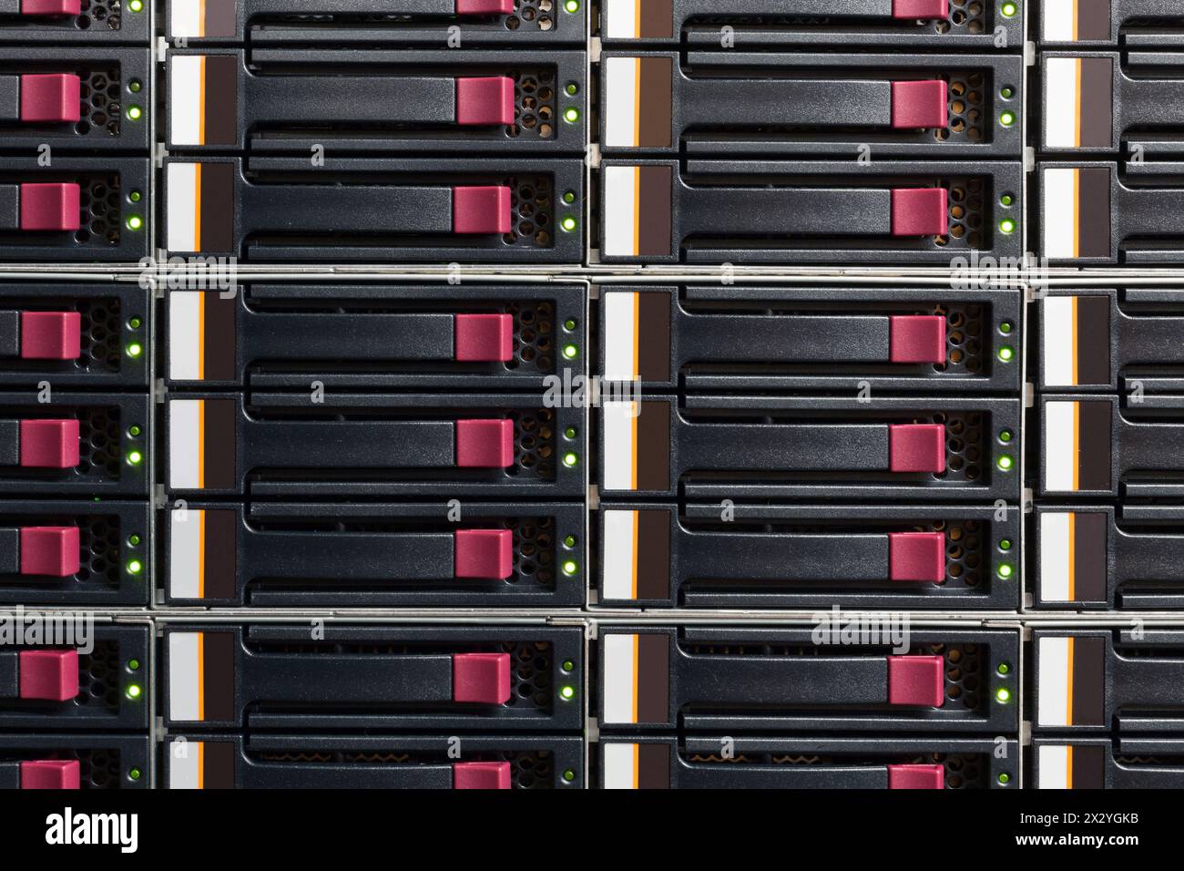 Part of server rack with multiple hard drives Stock Photo - Alamy