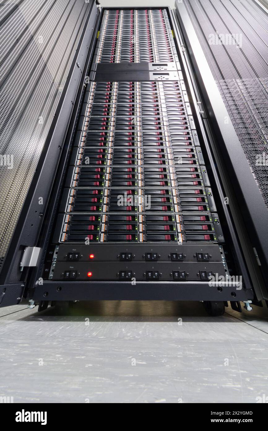 Data server in big rack with multiple hard drives Stock Photo - Alamy