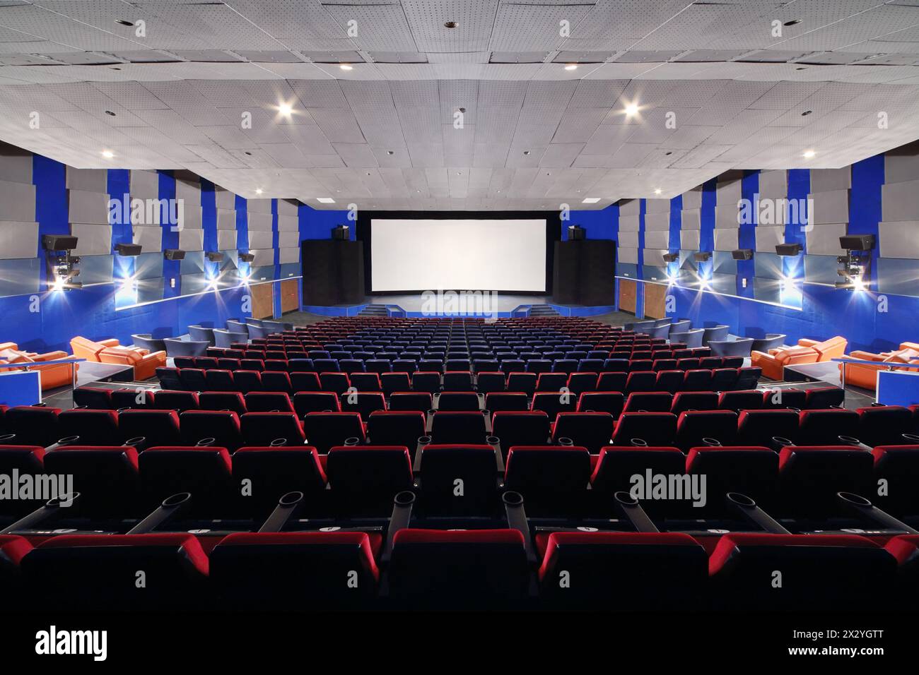 MOSCOW - NOVEMBER 9: Back of seats in Neva cinema, on November 9, 2012 ...