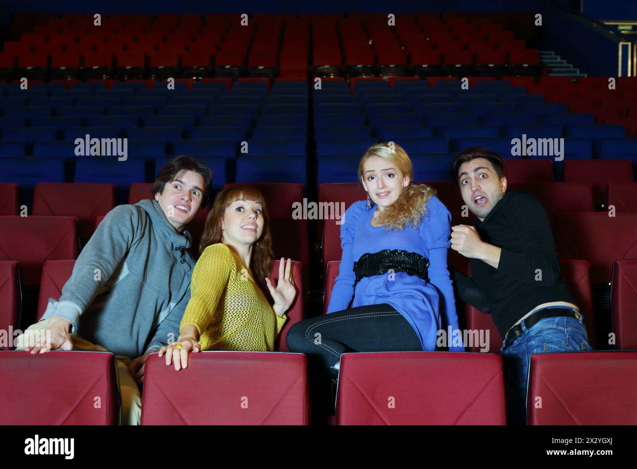 Four young scared friends see movie in cinema theater and move back in ...