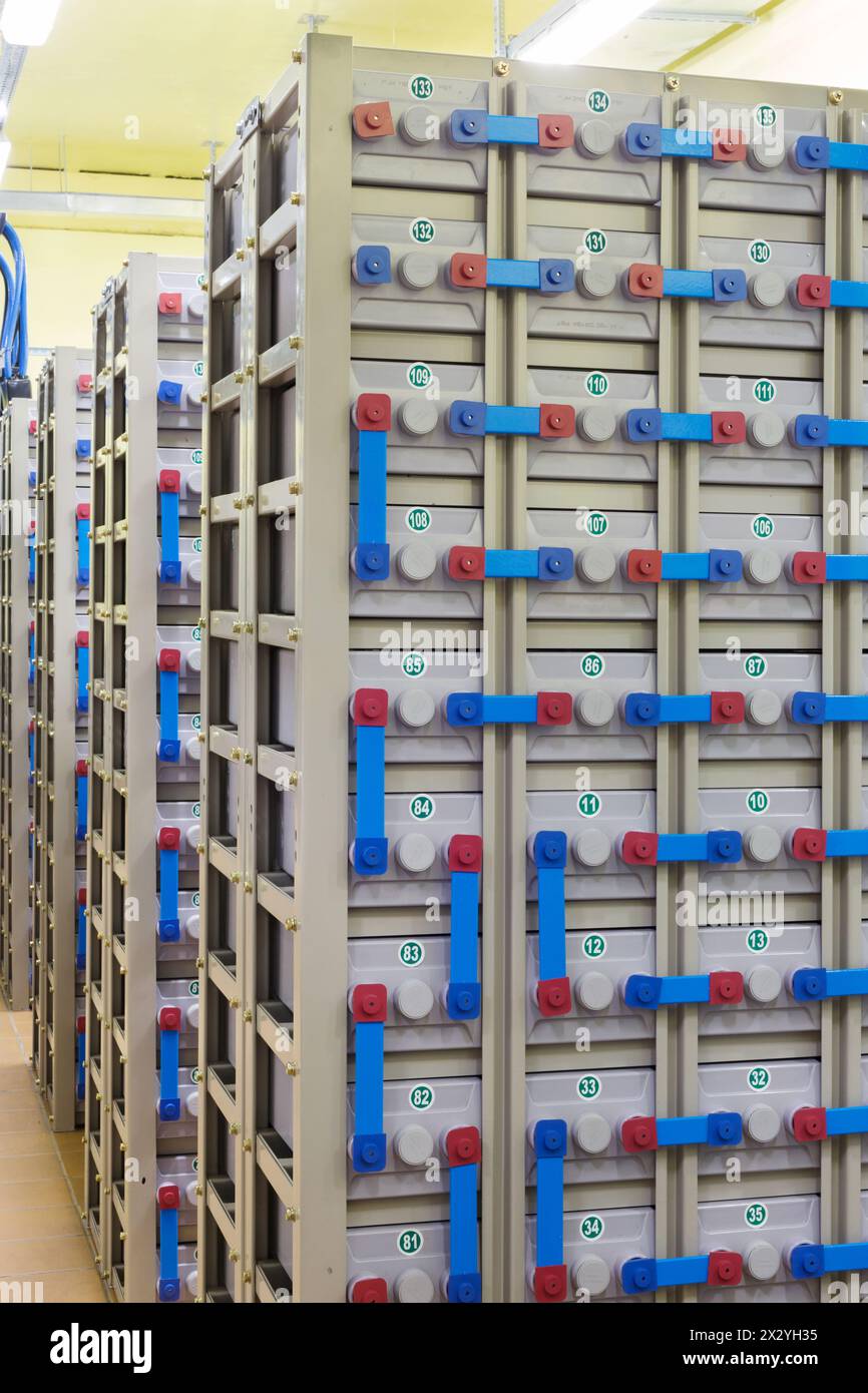 Room with industrial backup power system consisting of many batteries ...