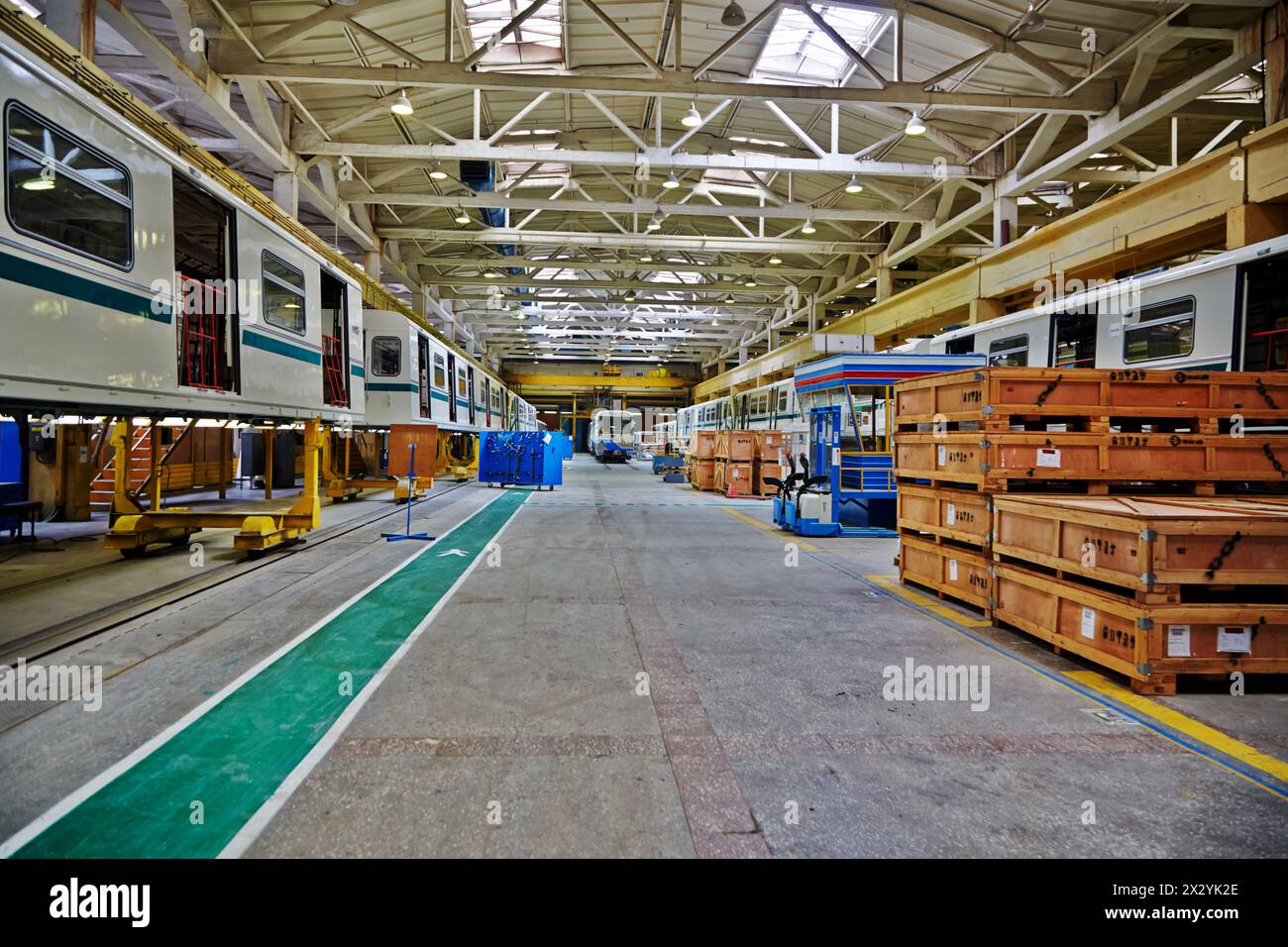 MYTISHCHI - APR 18: Shop floor at Mytishchi Metrovagonmash factory ...