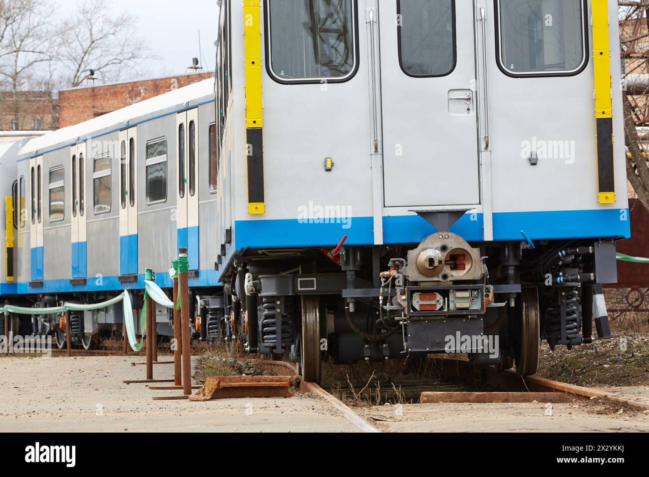 Rear view of subway cars Stock Photo - Alamy