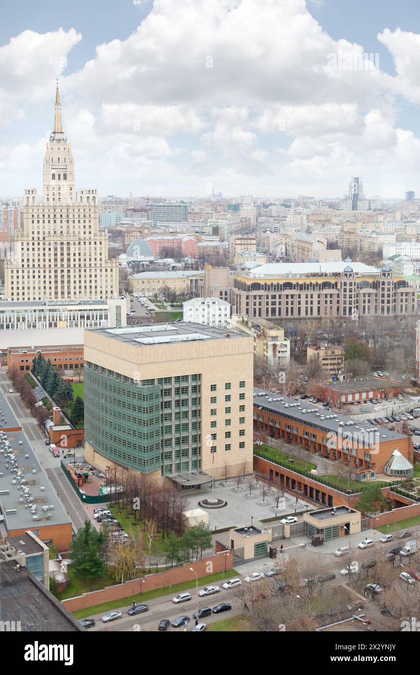 Skyscraper on Kudrinskaya Square and New American embassy in Moscow ...