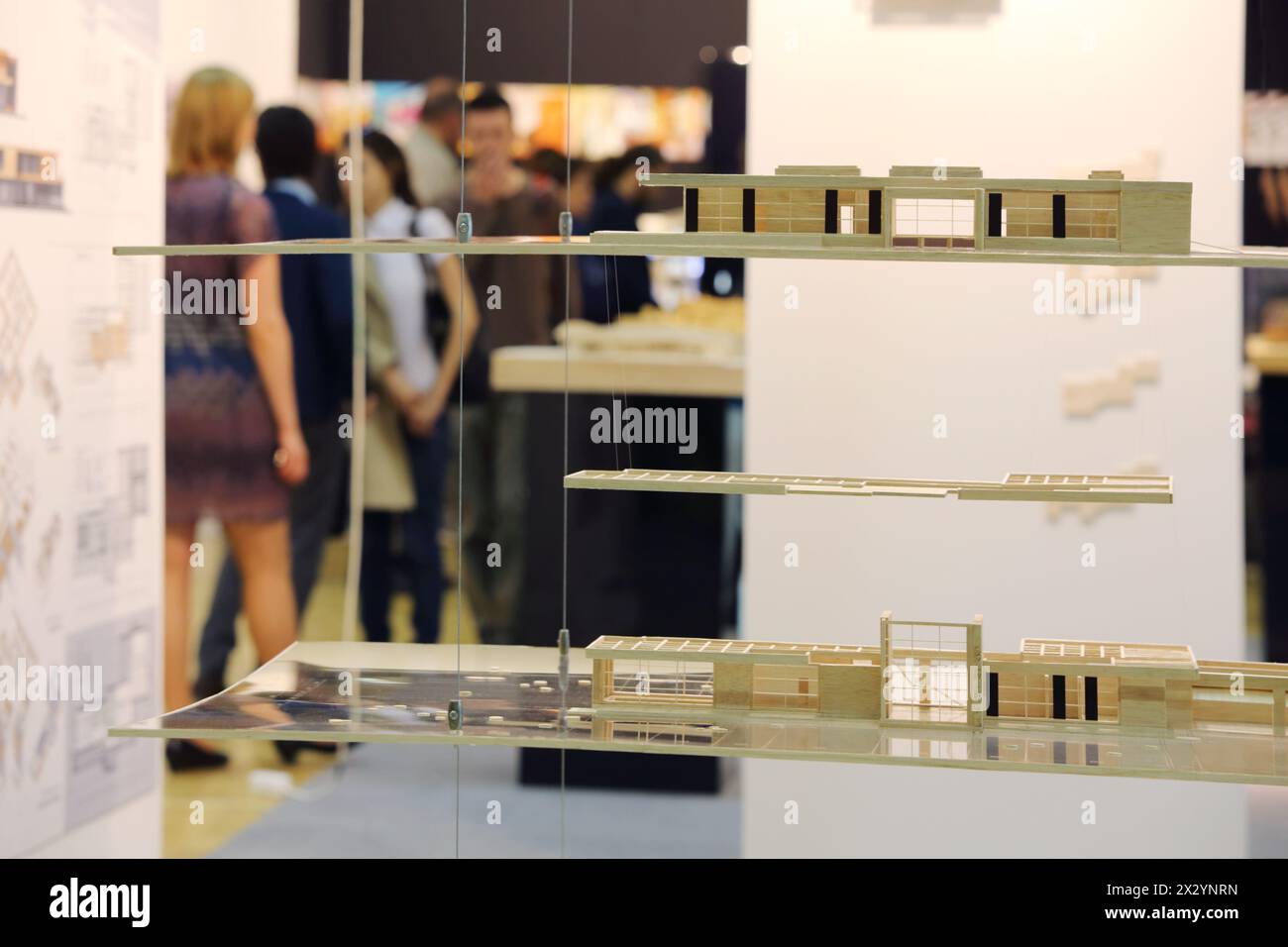 MOSCOW - MAY 23: Architectural models on hanging shelves at ...