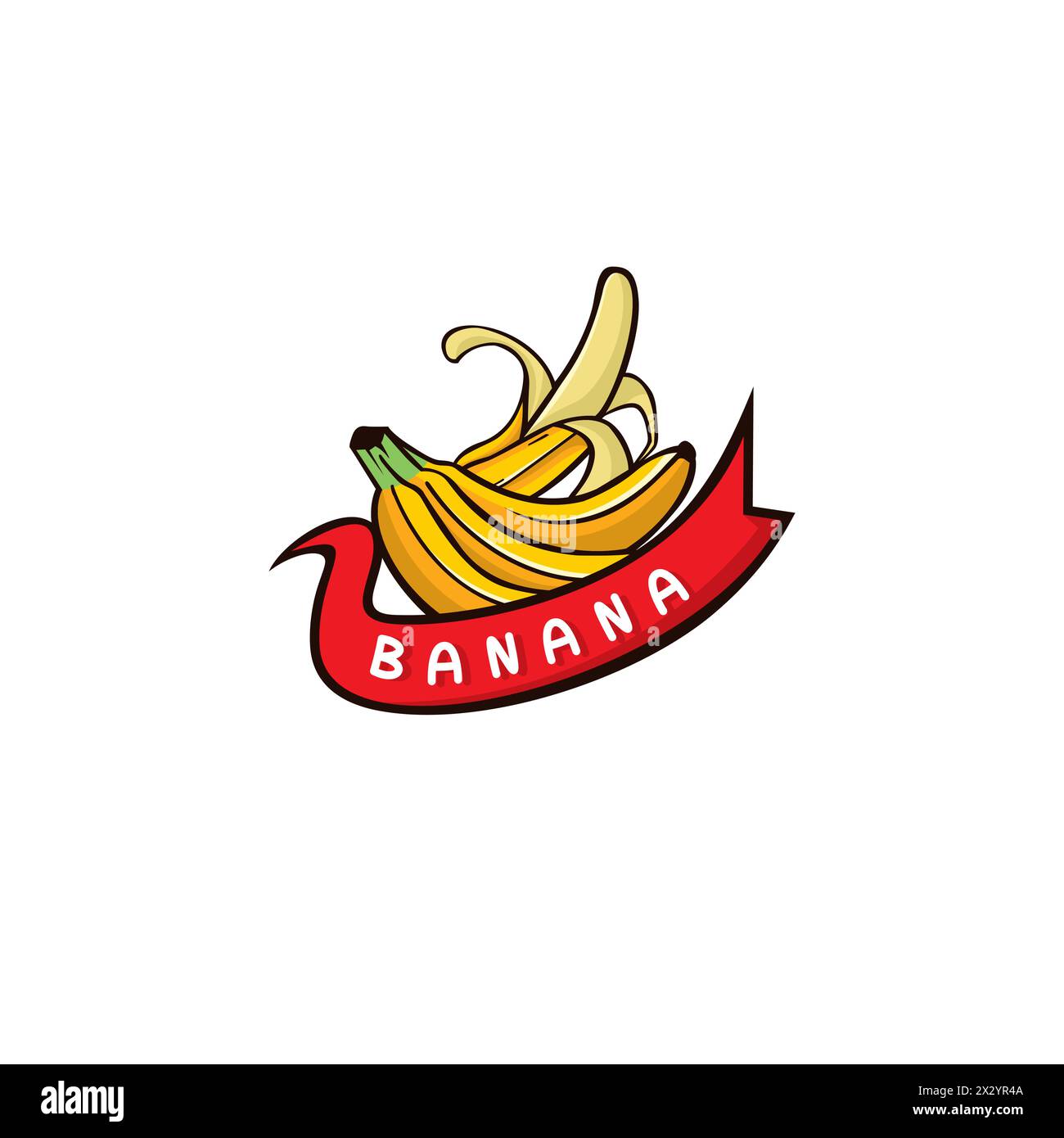 Banana Logo Icon With banner ribbon. Banan Vector Illustration Stock ...