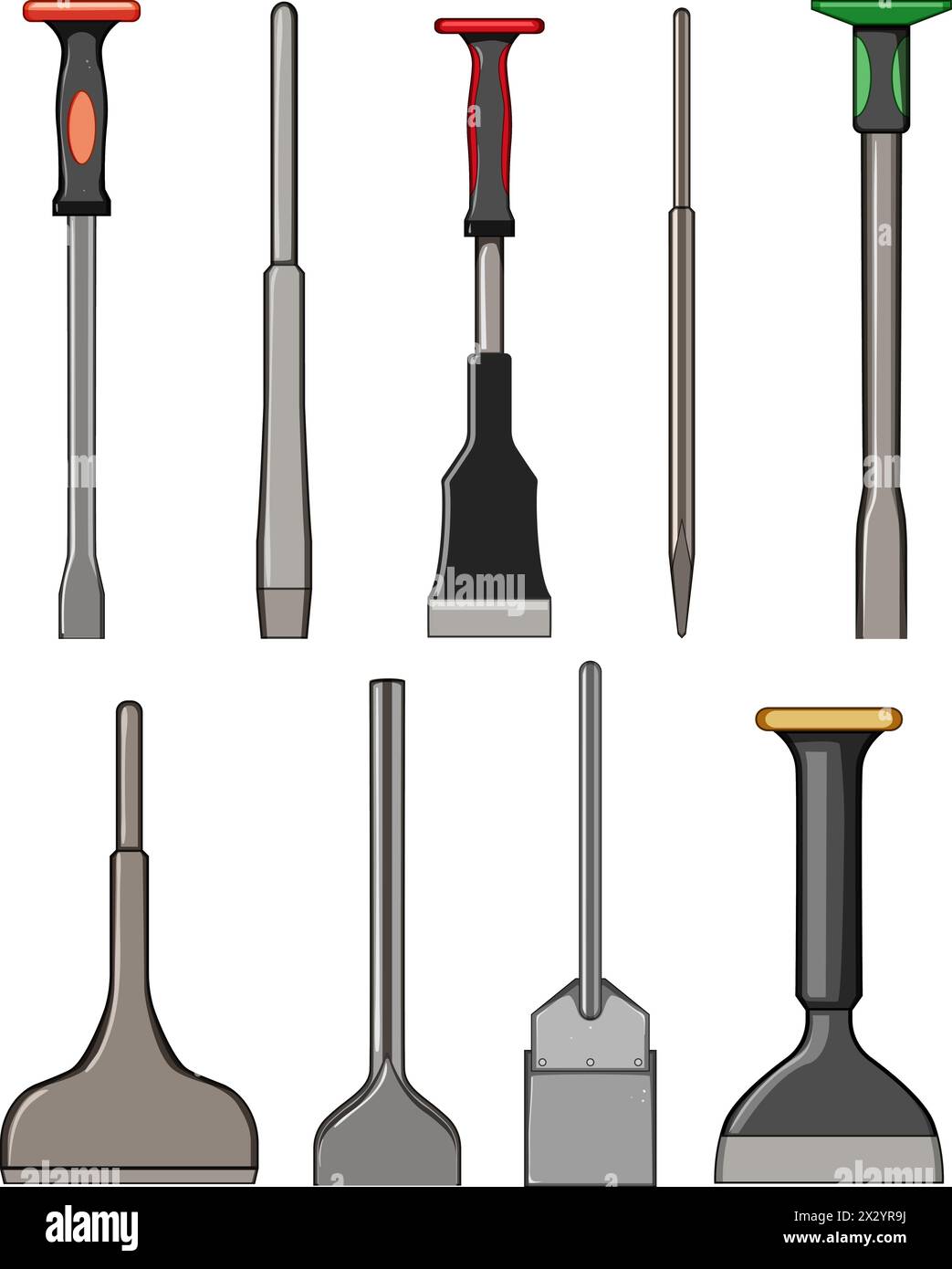 brick chisel set cartoon vector illustration Stock Vector Image & Art ...