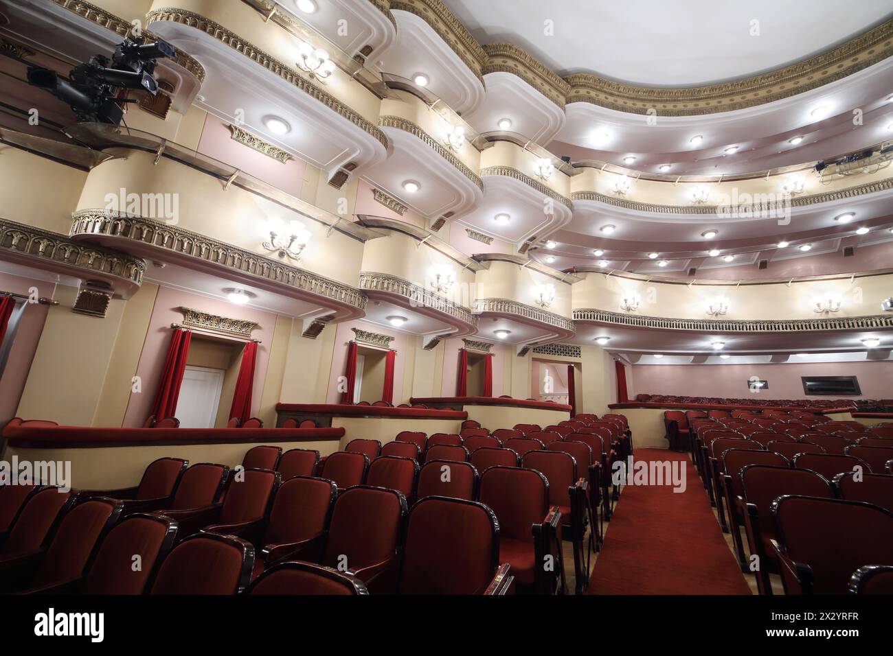 MOSCOW - APRIL 23: Balconies in auditorium in Vakhtangov Theatre on ...