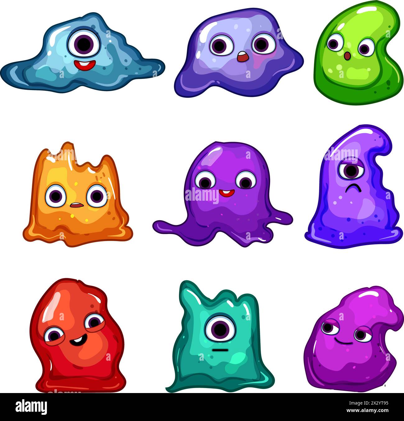slime character set cartoon vector illustration Stock Vector Image ...
