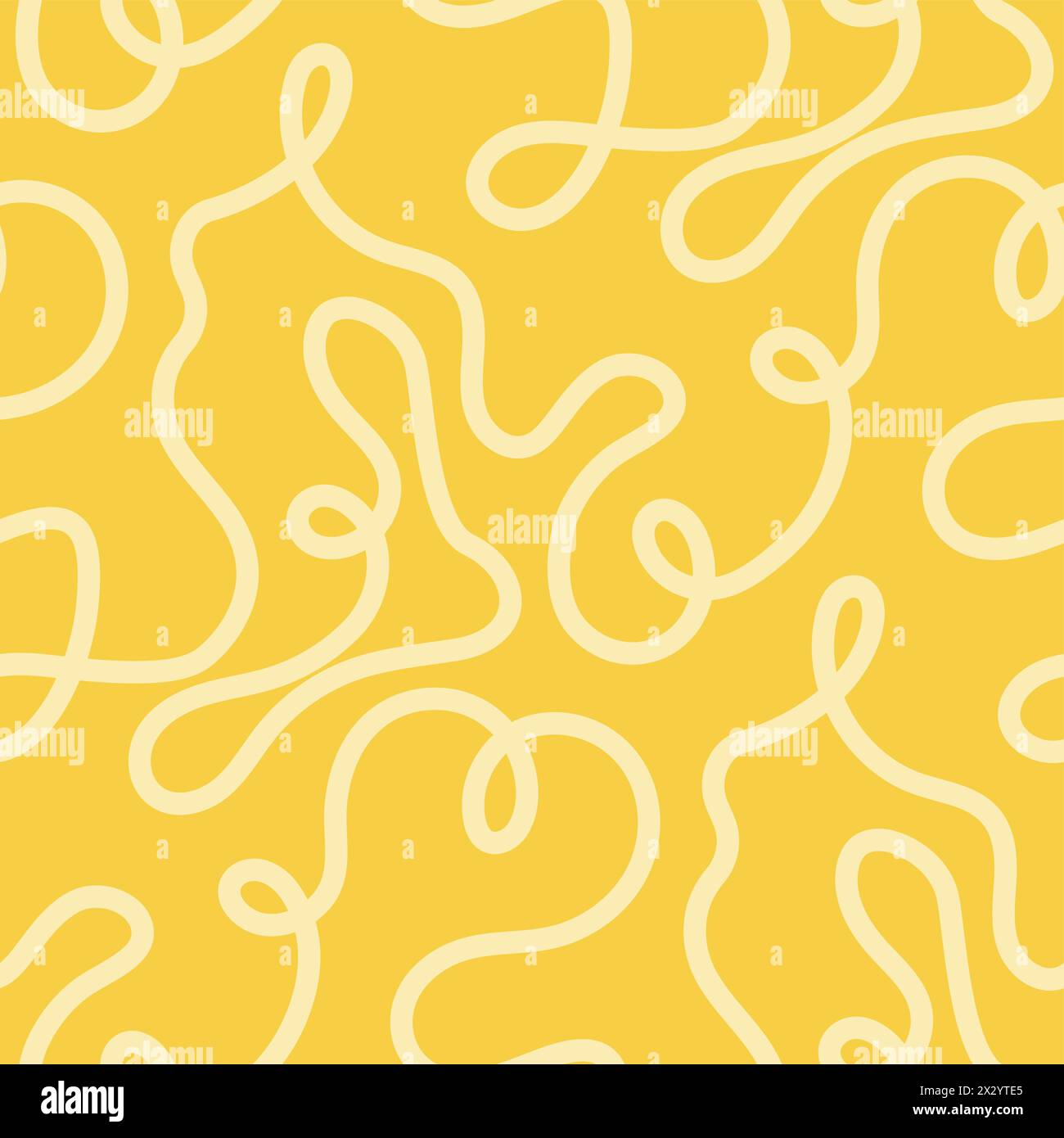 Noodle pasta seamless pattern vector background. Spaghetti curvy doodle ...