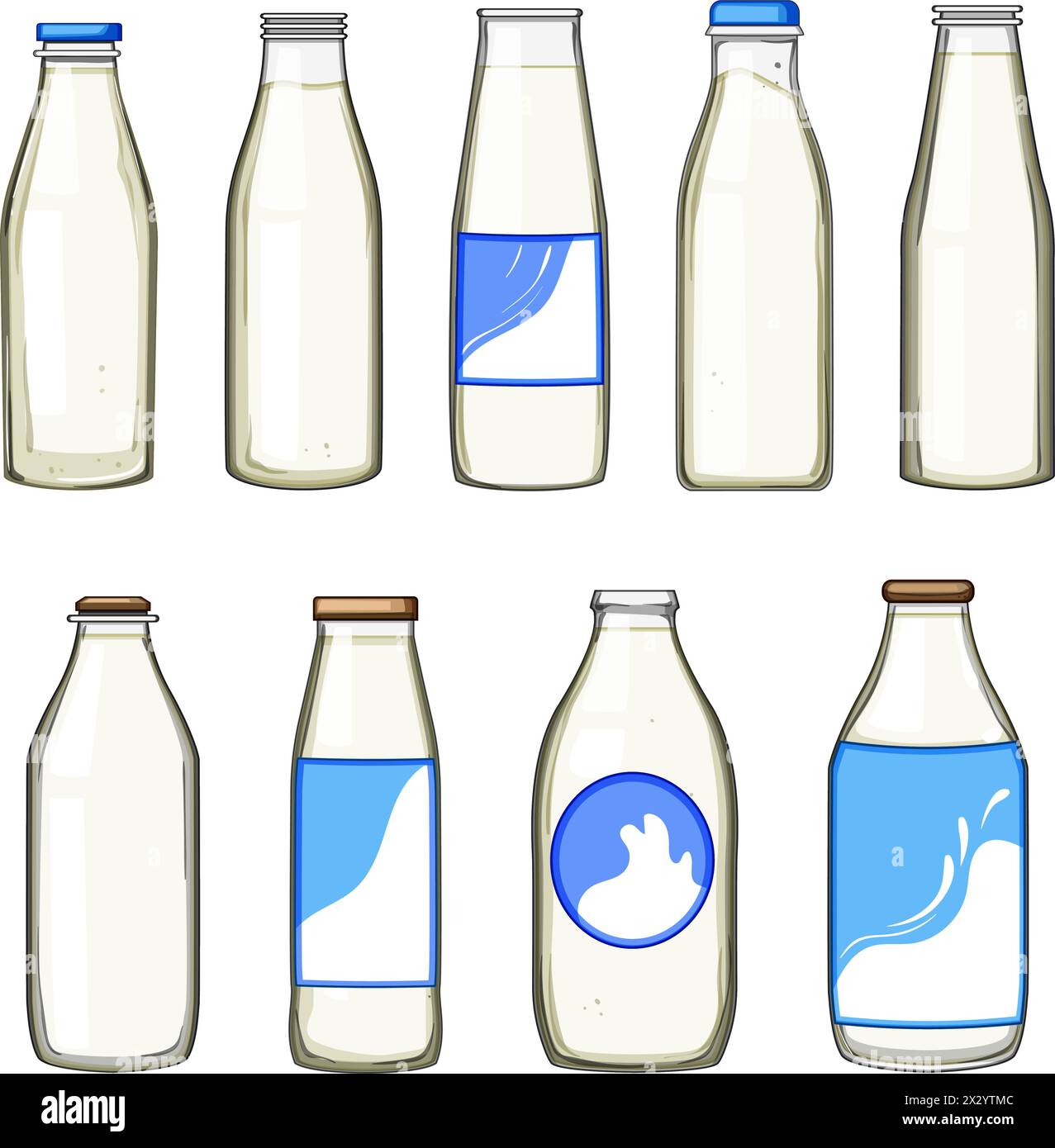 milk bottle set cartoon vector illustration Stock Vector Image & Art ...