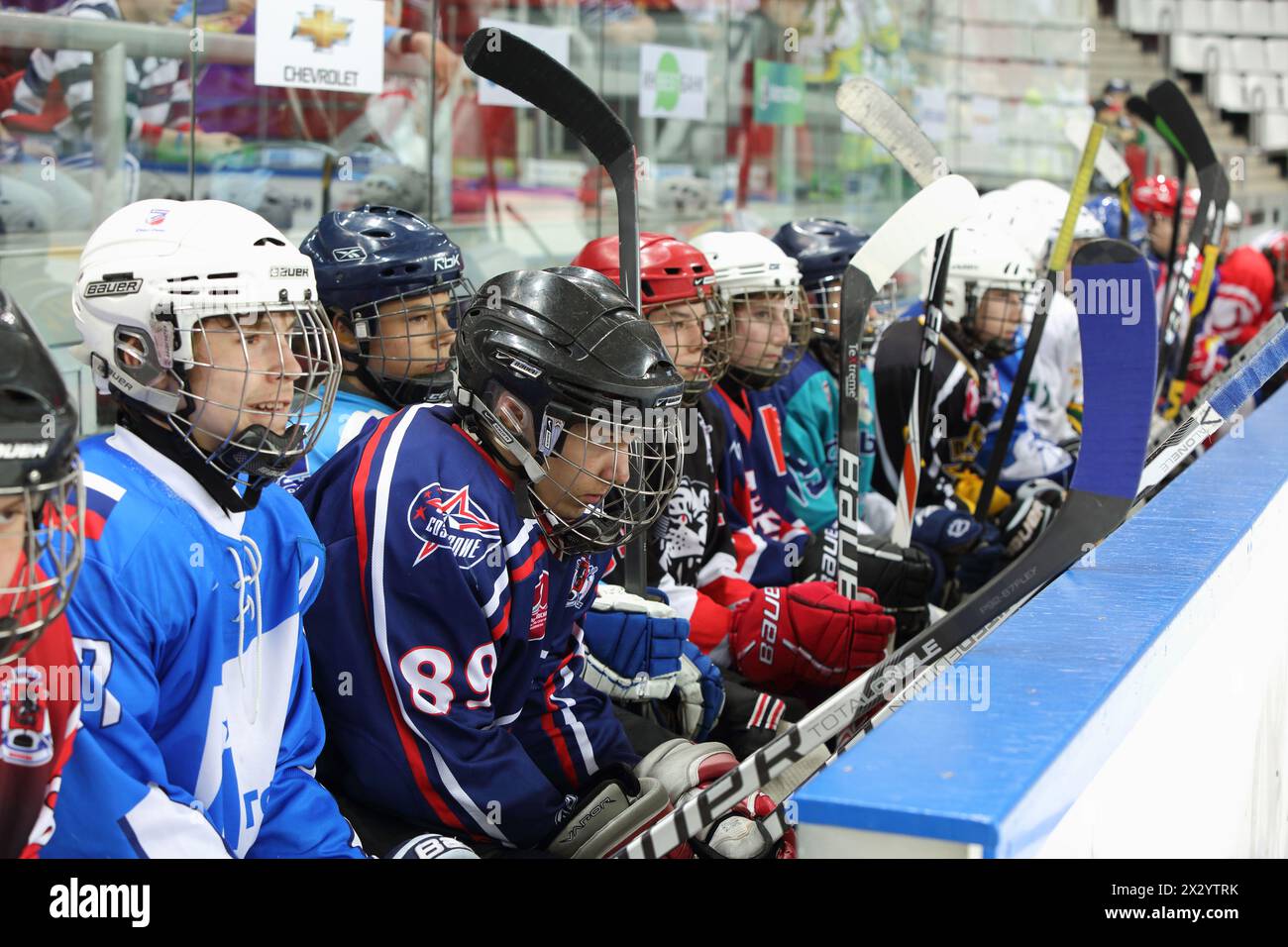 MOSCOW - APR 28: Players watch the closing ceremony of the championship ...