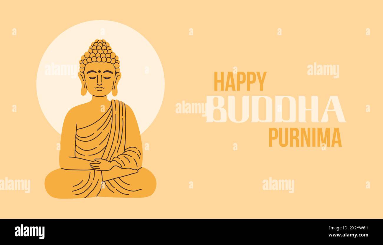 Happy Vesak Day, Buddha Purnima wishes greetings vector illustration. Posters, banners ...