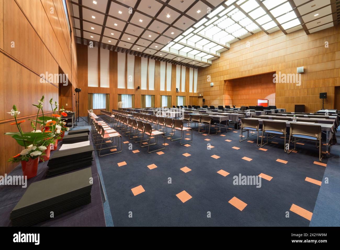 MOSCOW - OCT 10: The modern conference room with chairs and tables at ...
