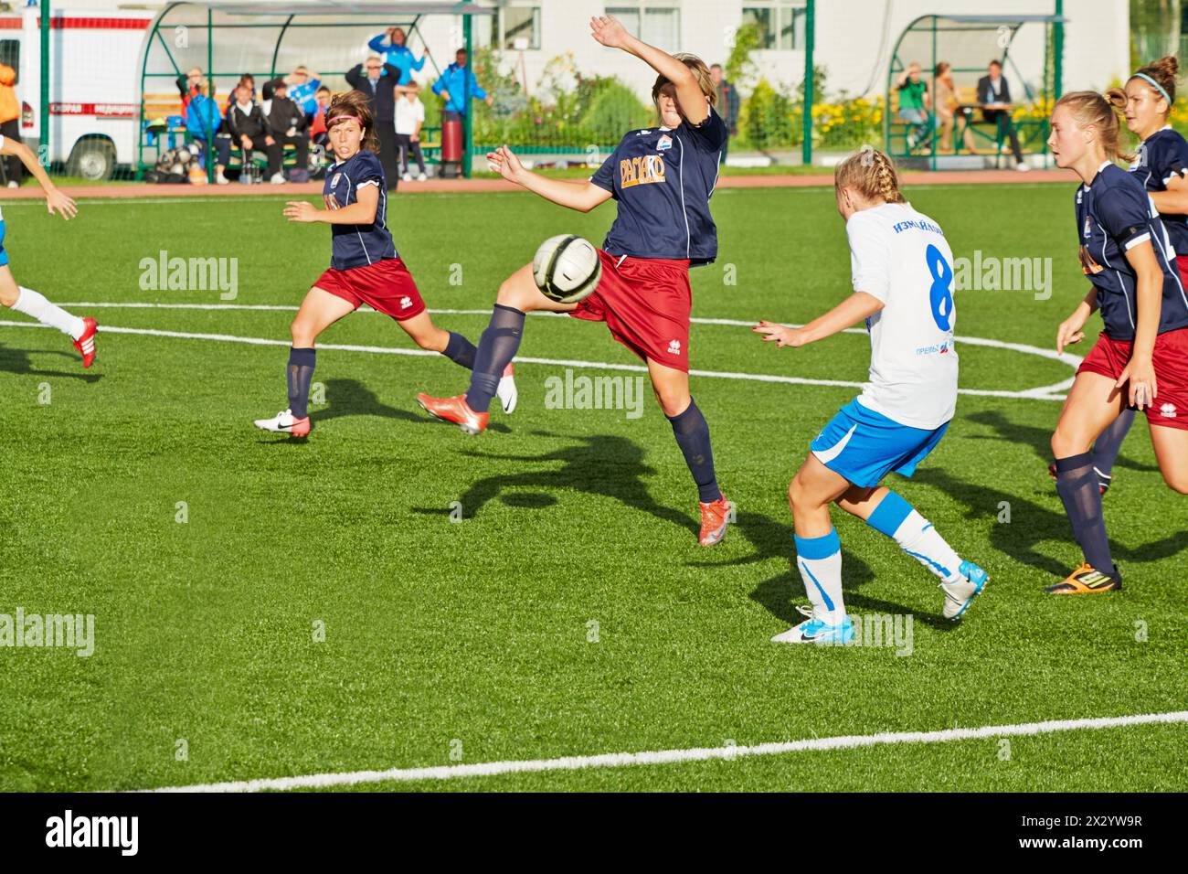 MOSCOW - AUG 23: Struggle for ball in penalty box during match between ...