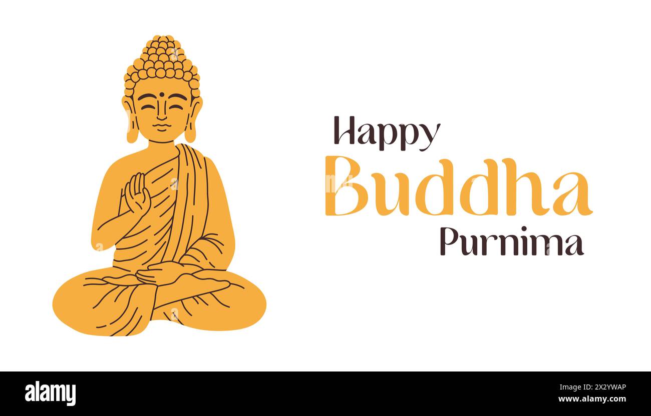 Happy Vesak Day, Buddha Purnima wishes greetings vector illustration. Posters, banners ...