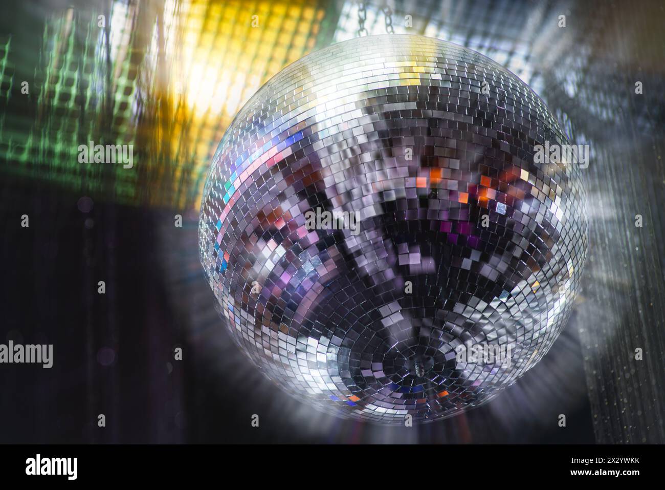 disco ball on a mirror 70s style Stock Photo - Alamy