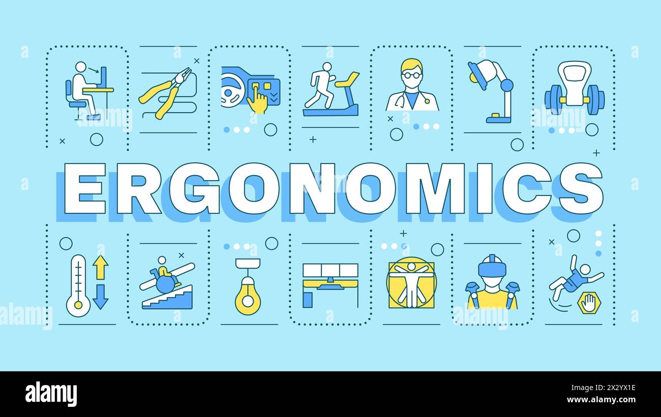 Ergonomics blue word concept Stock Vector Image & Art - Alamy