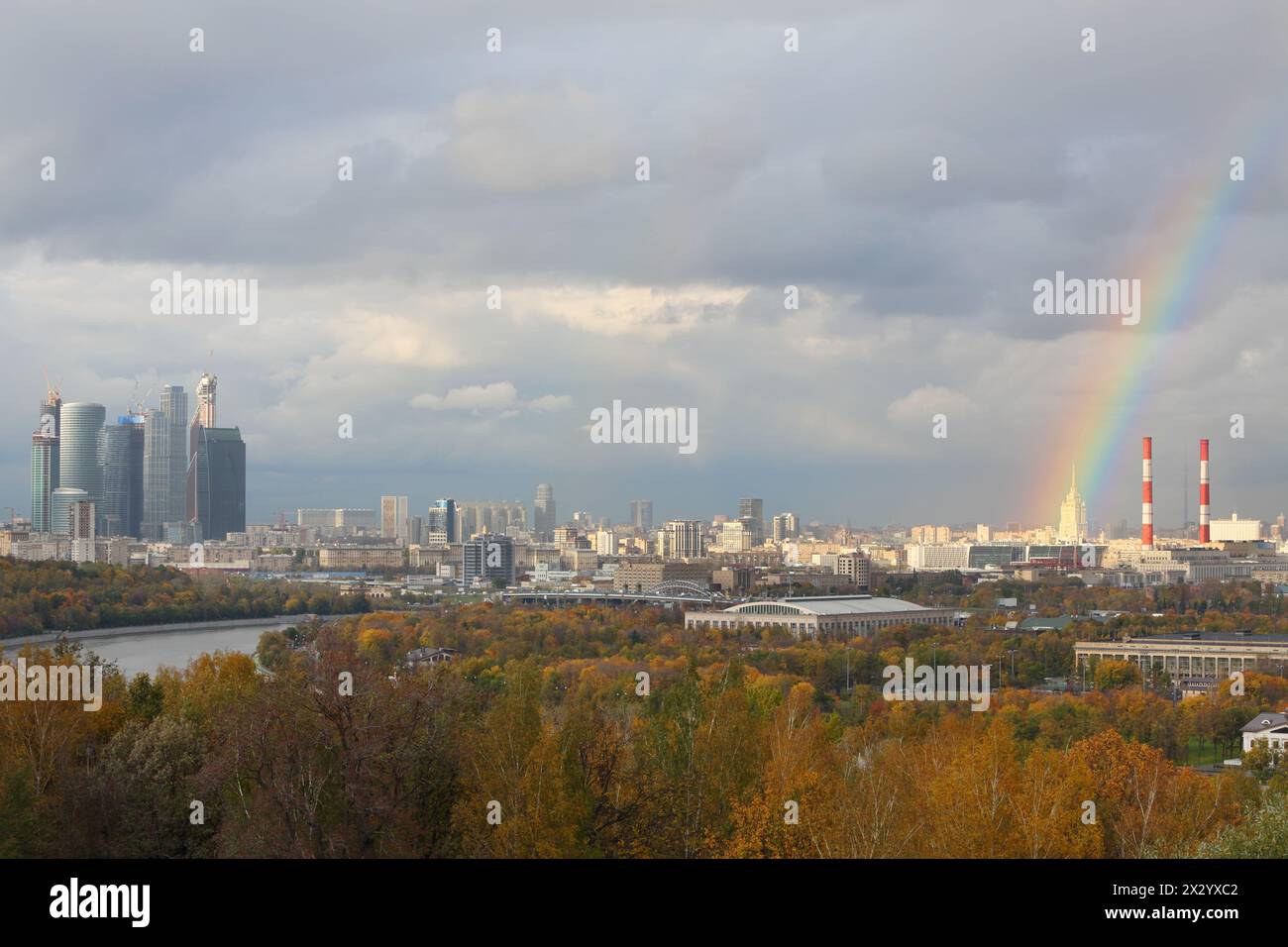 Panoramic view on Moskva river, Business complex Moscow city and ...