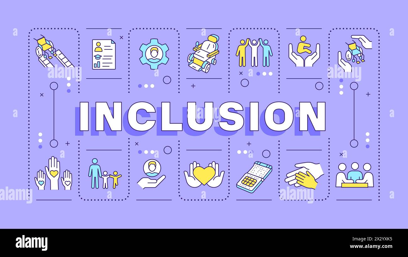Inclusion purple word concept Stock Vector Image & Art - Alamy