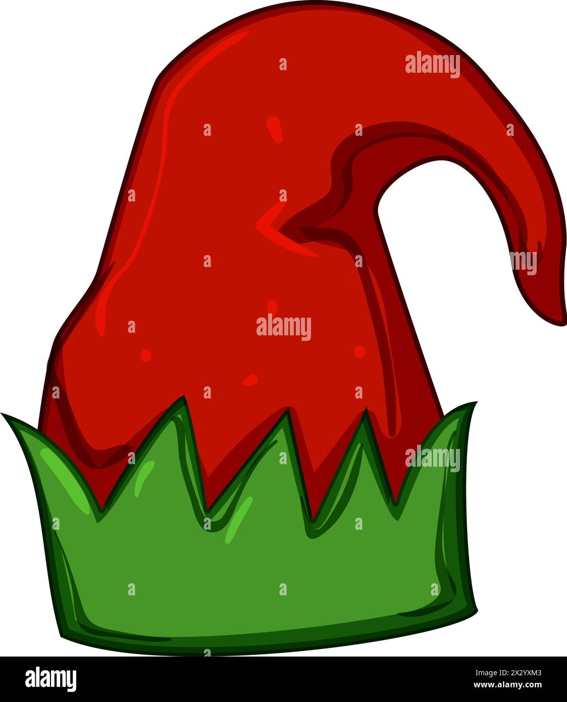 green elf santa hat cartoon vector illustration Stock Vector Image ...