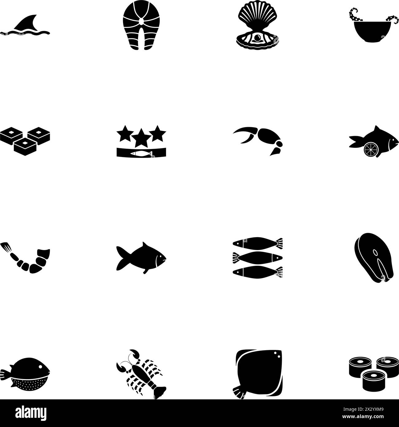Seafood icon - Expand to any size - Change to any colour. Perfect Flat ...