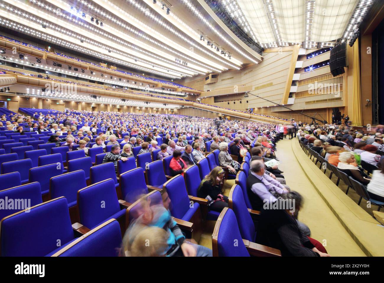MOSCOW - OCTOBER 14: Spectators await start of anniversary concert ...