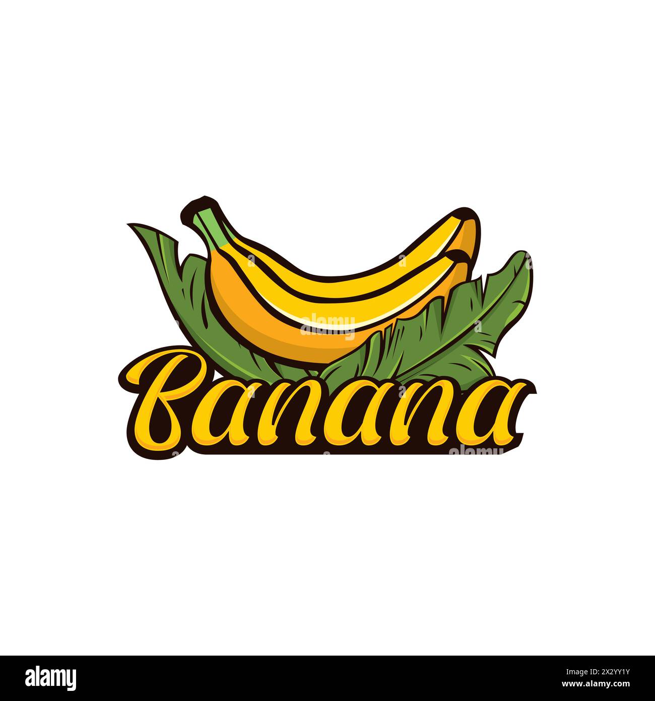 Banana Illustration Logo, Banana leaf Icon Design Simple, Banana Fruit ...