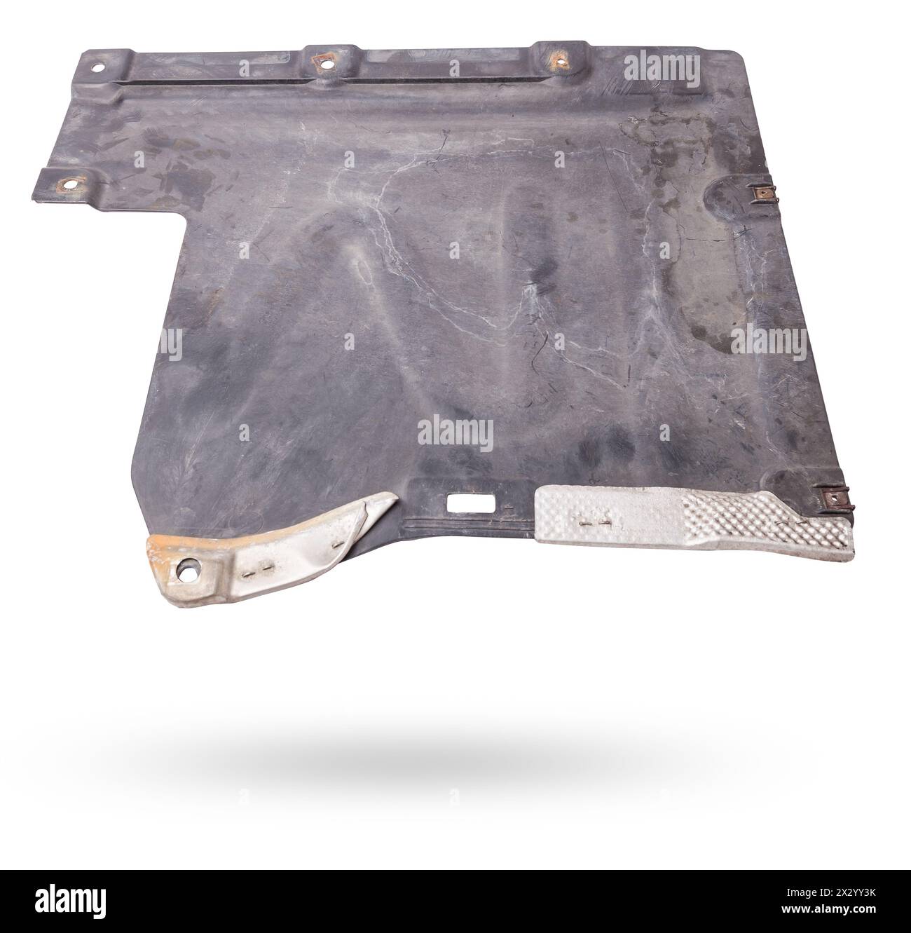 Black plastic engine cover liner on a white isolated background for ...