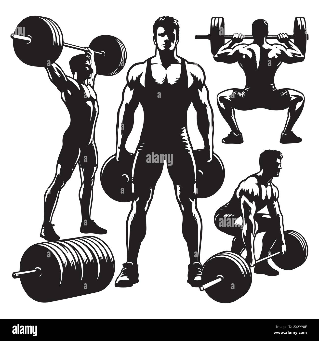 Silhouette set of weightlifter Stock Vector Image & Art - Alamy