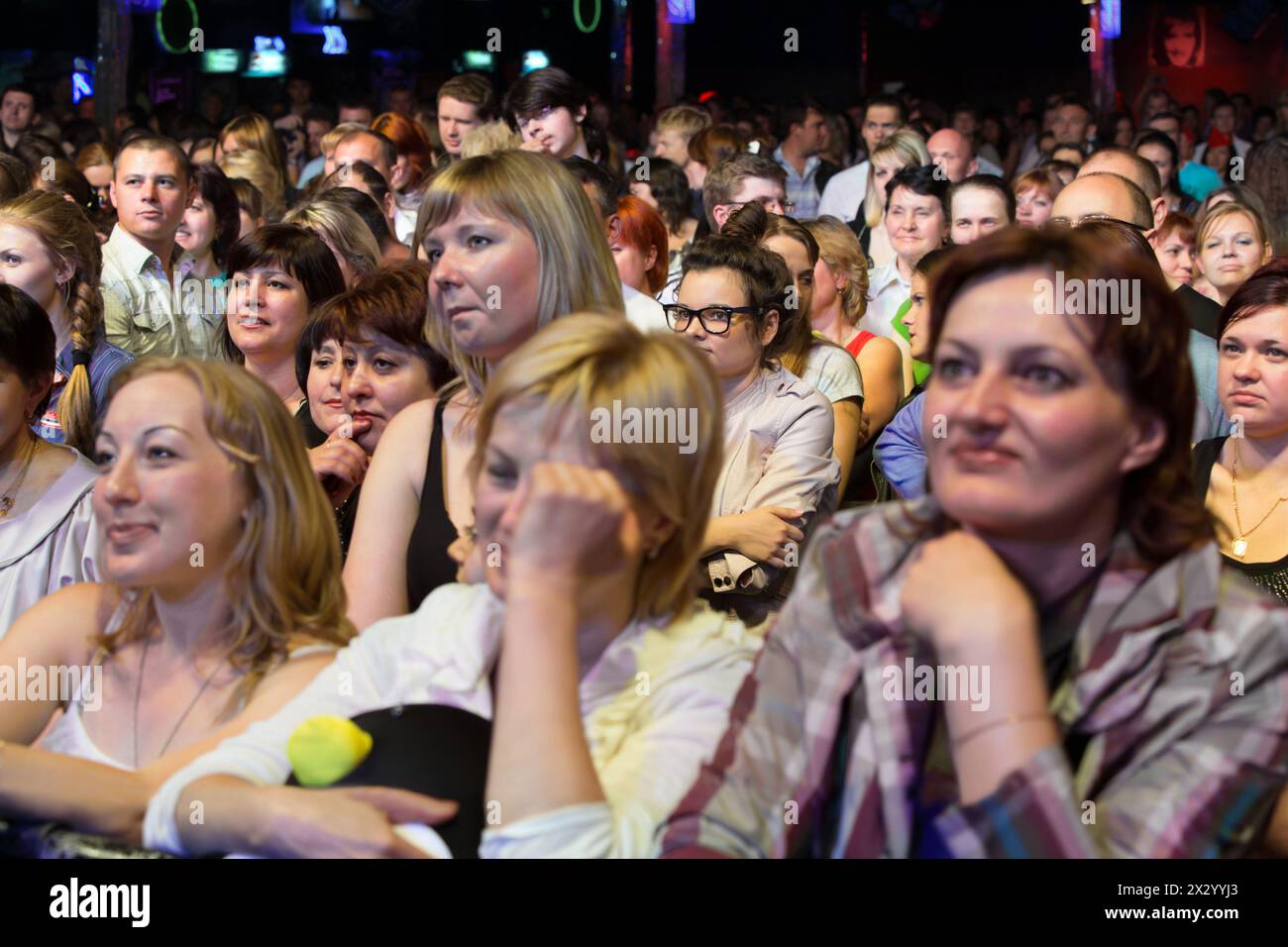 MOSCOW - JUN 8: Spectators on Party of Militia wave radio in the Live ...