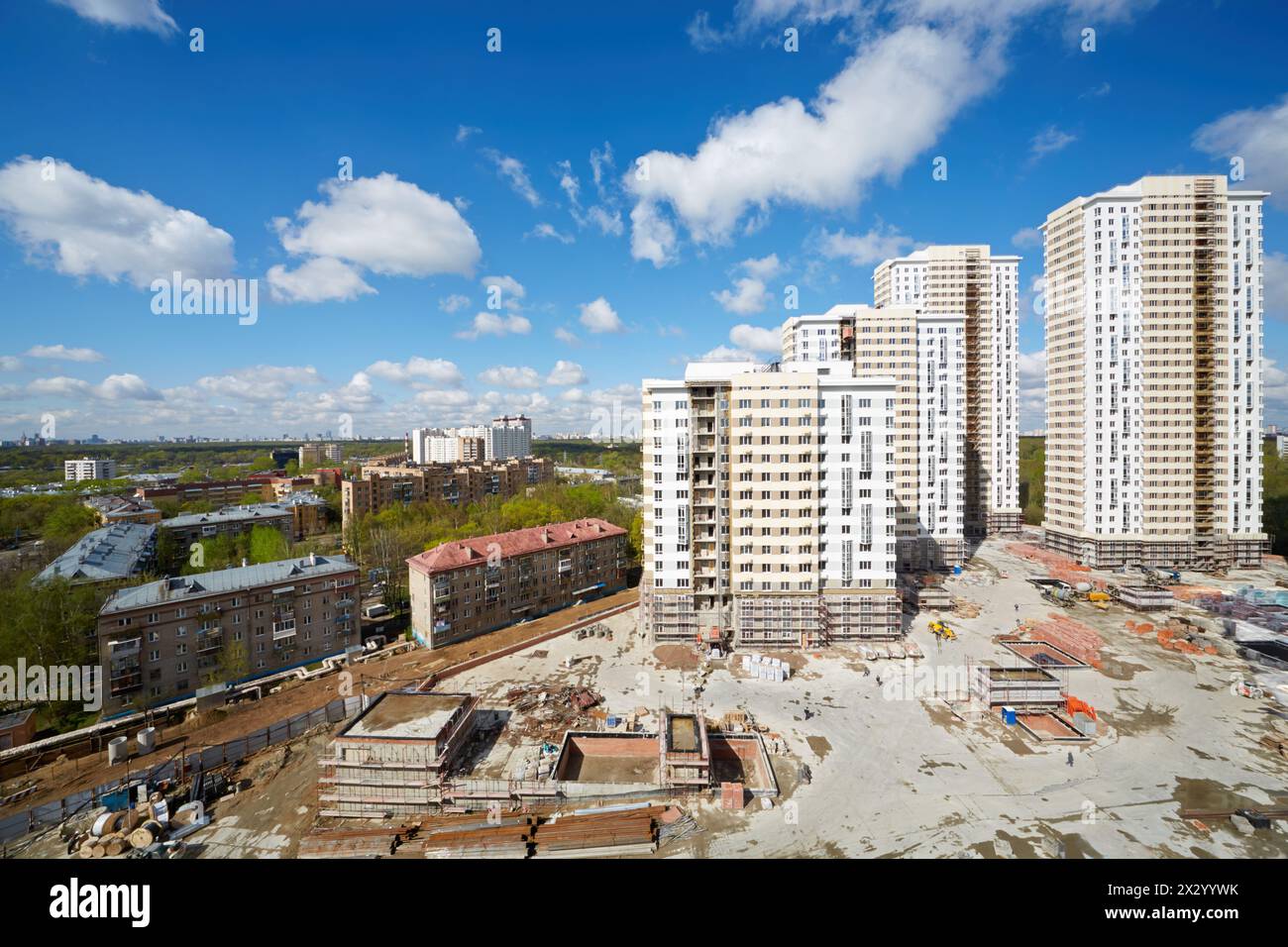 MOSCOW - APR 30: Buildings under construction of residential compound ...