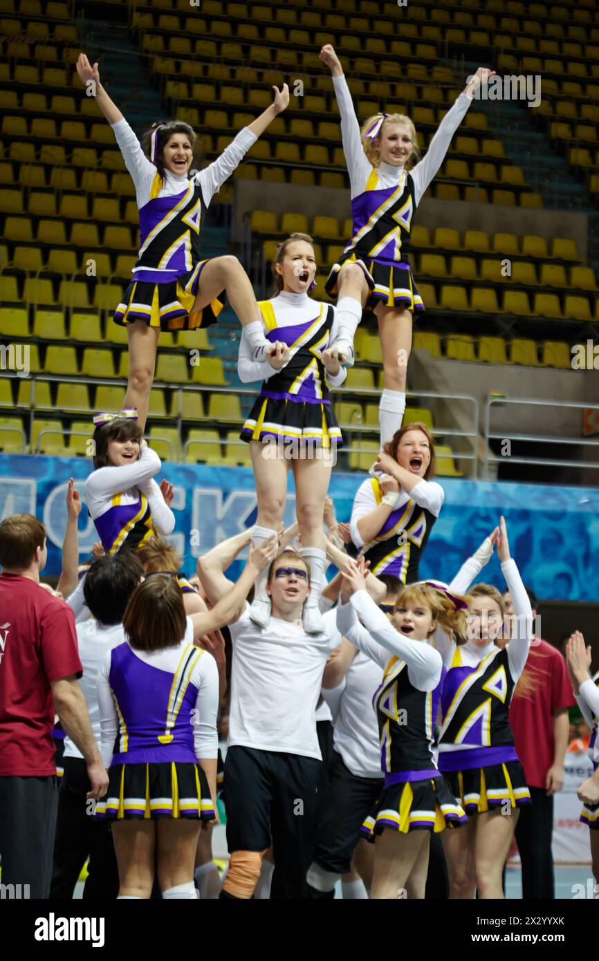 MOSCOW - MAR 24: Stunt performed by cheerleaders team at Championship ...