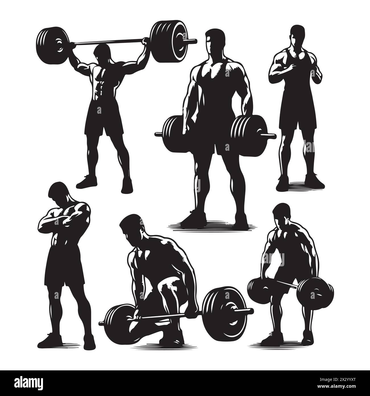 Silhouette set of weightlifter Stock Vector Image & Art - Alamy
