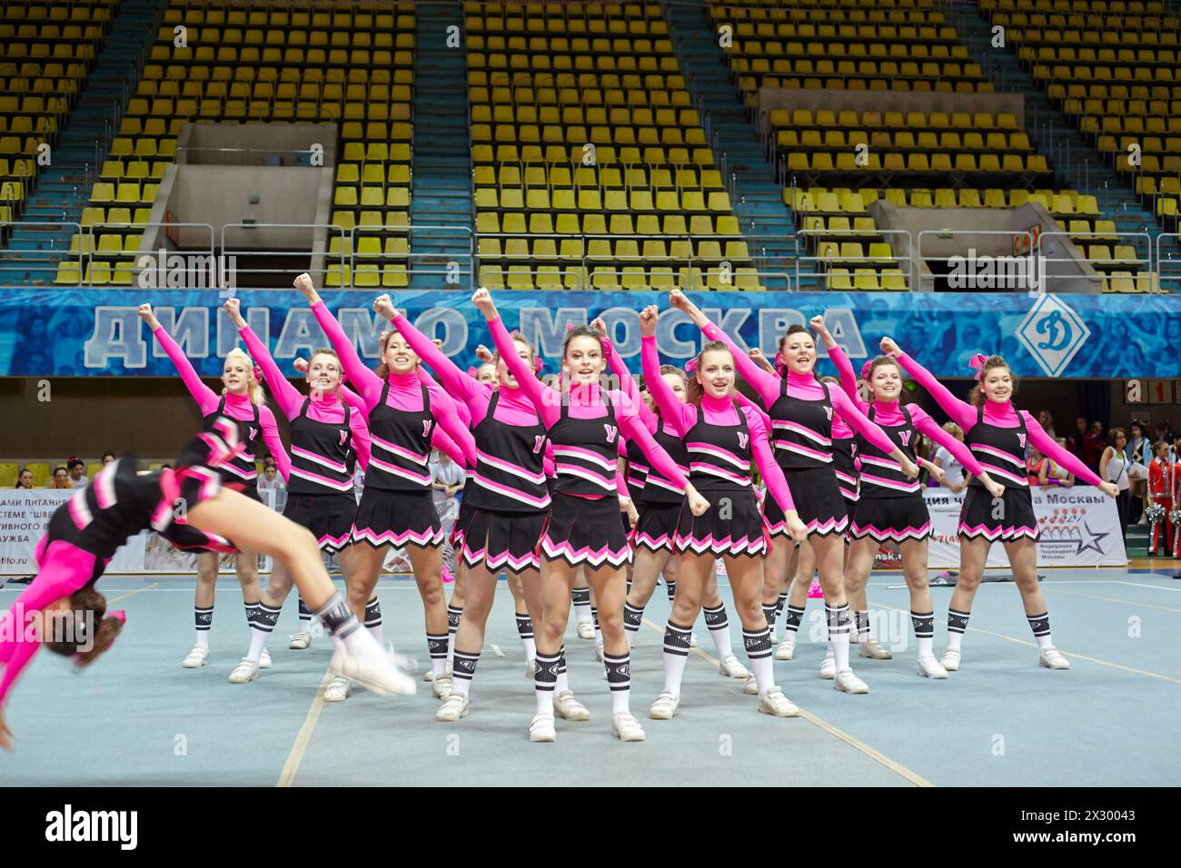 MOSCOW - MAR 24: Cheerleaders girl team performs acrobatics at ...