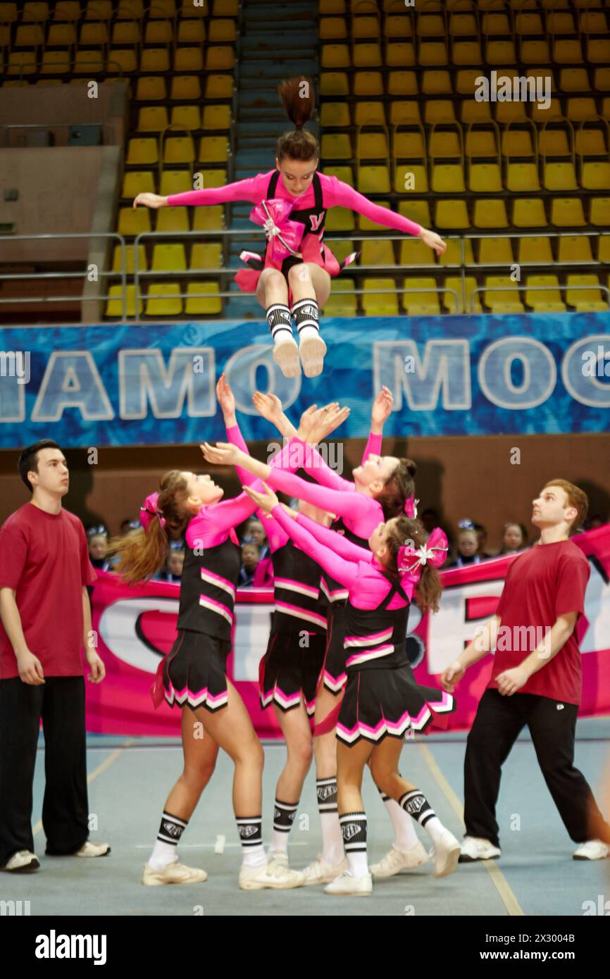 MOSCOW - MAR 24: Cheerleaders girl team performs acrobatics at ...