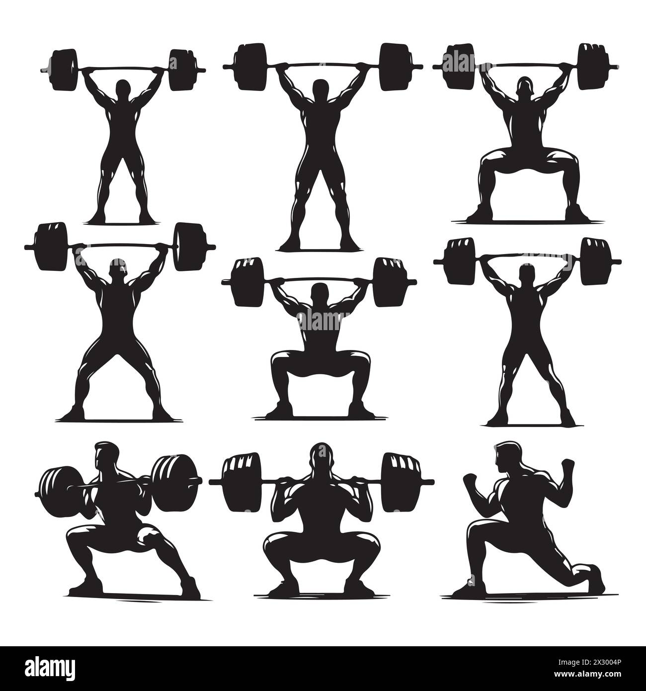 Silhouette set of weightlifter Stock Vector Image & Art - Alamy